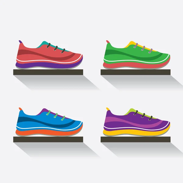 Top View Of Colorful Running Shoes Vector Illustration Stock Vector by ...