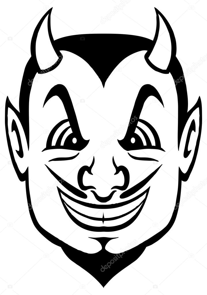 Devil Head Clipart Black And White