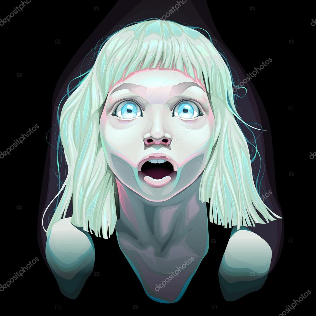 Young girl with wide open eyes Stock Vector Image by ©ddraw #114717382