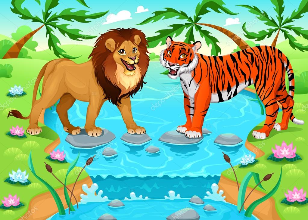 Tiger And Lion Friends