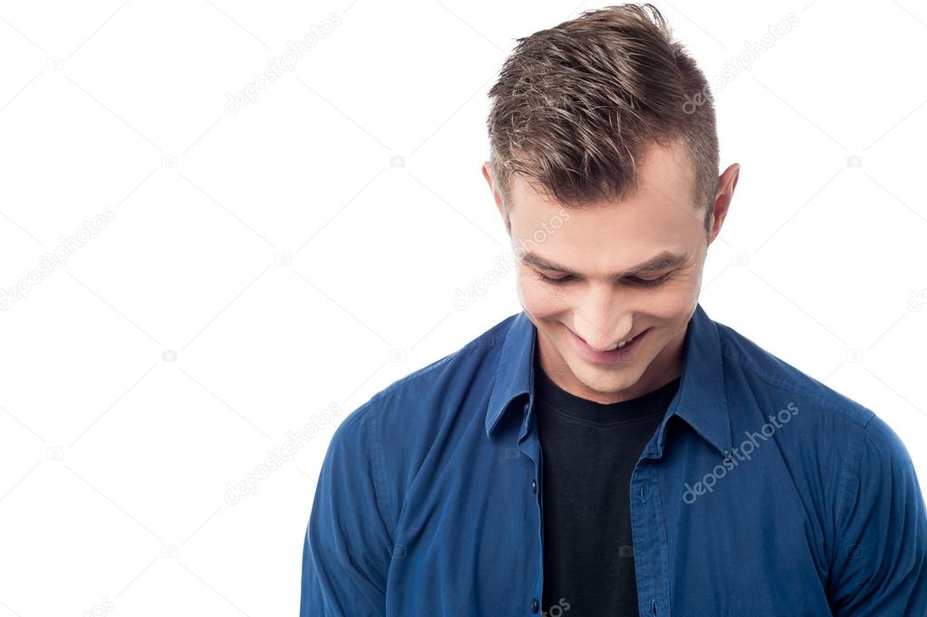 Man Looking Down Smiling