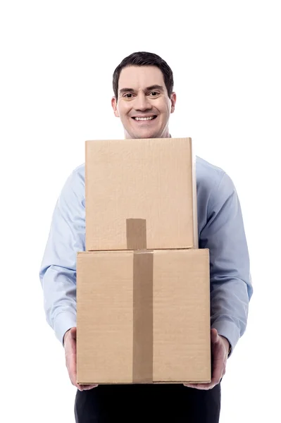 Man holding cardboard boxes — Stock Photo © Krakenimages.com #11960966