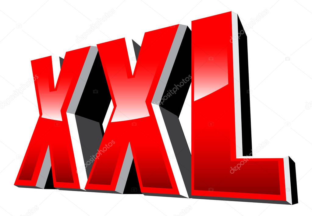 XXL tamaño signo 3D vector gráfico ropa etiqueta aislada sobre fondo ...