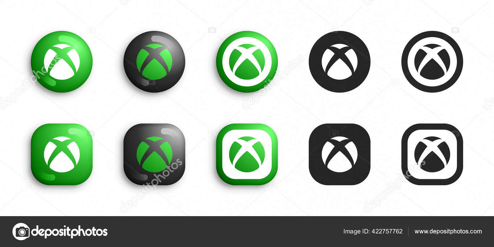 Microsoft XBox Video Game Console Modern 3D And Flat Icons Set Vector ...