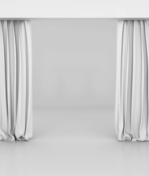 Blank white curtain or drapes on white-gray background ⬇ Stock Photo ...