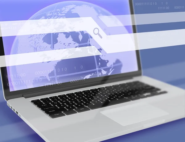 Laptop with window to find information on the Internet. - Stock Image ...