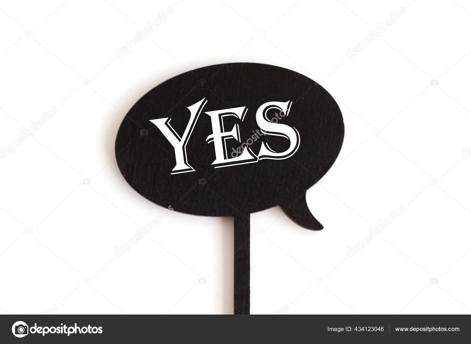 Black Plate Written Word Yes Isolated White Background Always Say ...