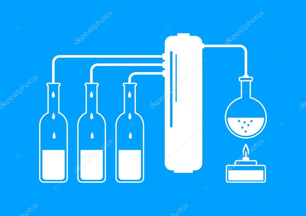 White distillation kit on blue background Stock Vector by ©Anthonycz ...