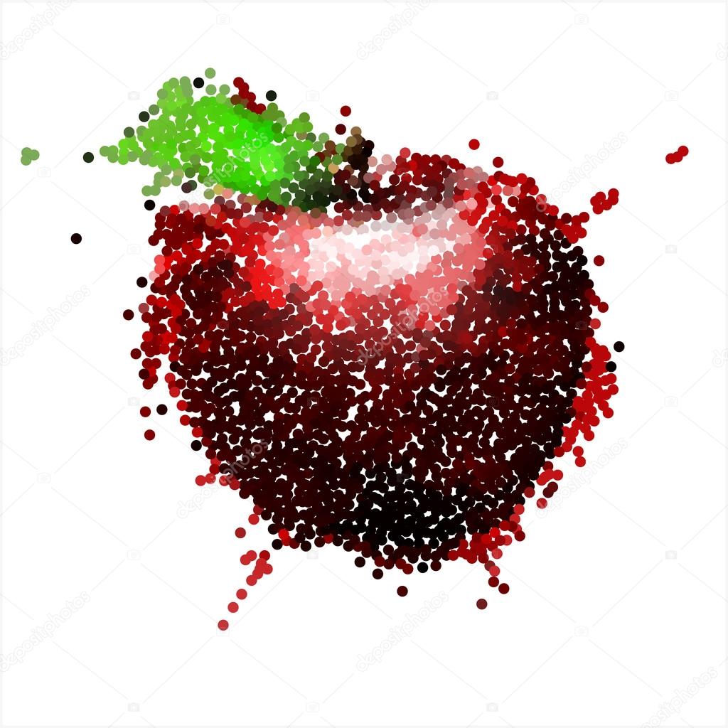 Pointillism apple | Pointillism style red apple — Stock Vector ...