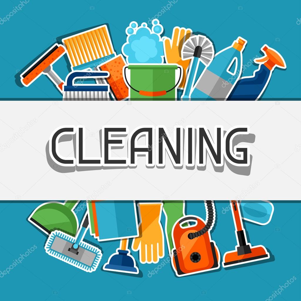 Housekeeping background with cleaning sticker icons. Image can be used ...