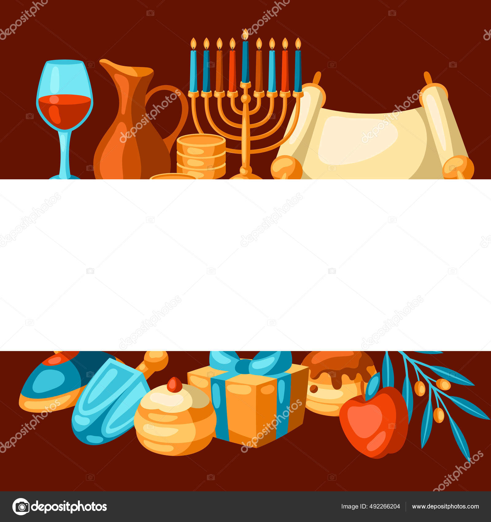 Happy Hanukkah Background Religious Symbols Illustration Holiday ...