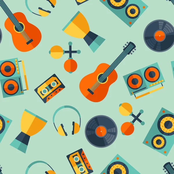 Seamless pattern with musical instruments in flat design style. — Stock ...