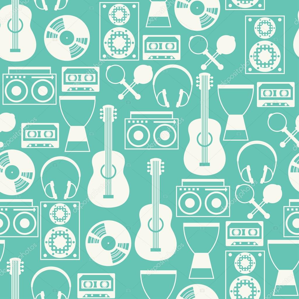 Seamless pattern with musical instruments in flat design style. — Stock ...