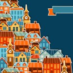 Town icon set of cute colorful houses. Stock Vector Image by ©incomible ...