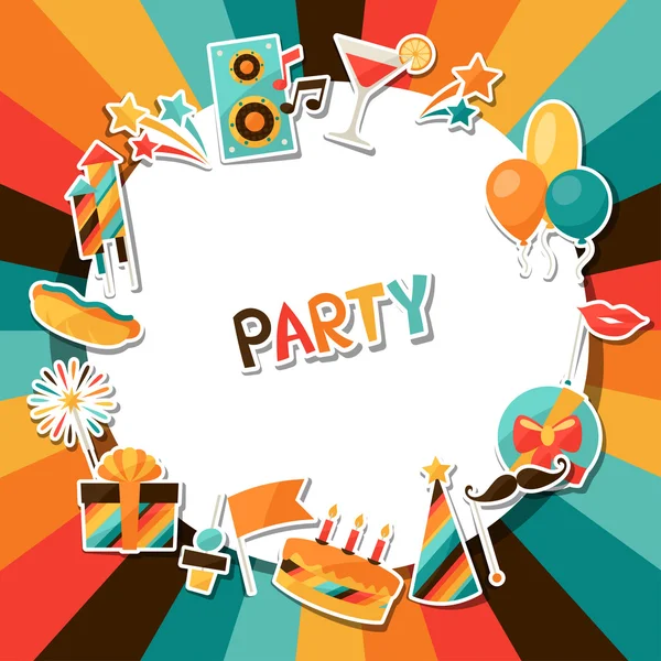 Celebration background with party sticker icons and objects. Stock ...
