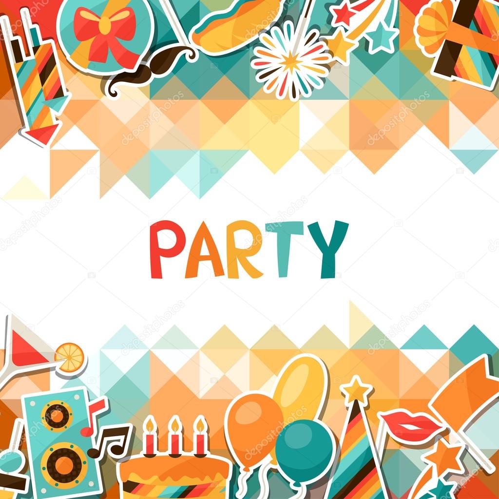Celebration background with party sticker icons and objects. Stock ...