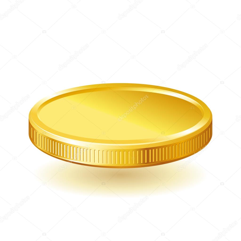 Golden shiny coin isolated on white background Stock Vector Image by ...