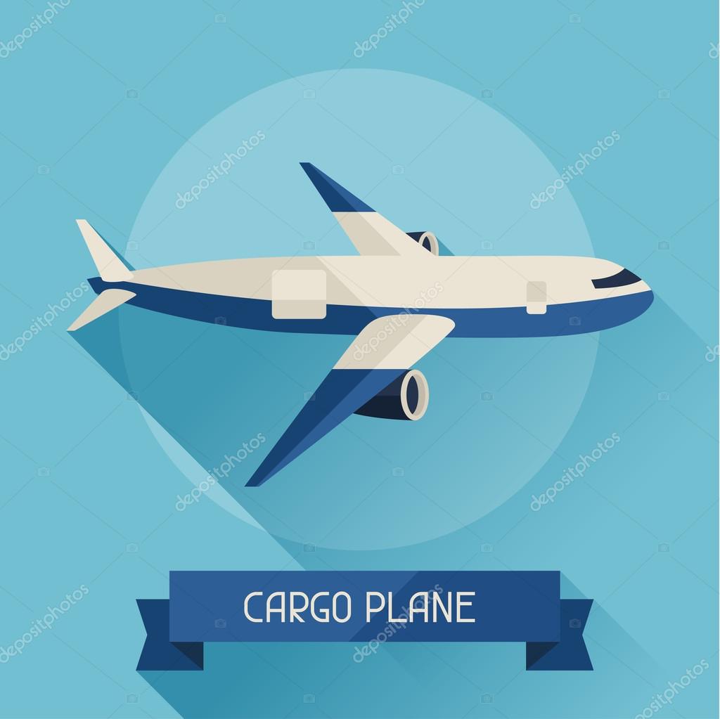 Cargo plane icon on background in flat design style Stock Vector Image ...