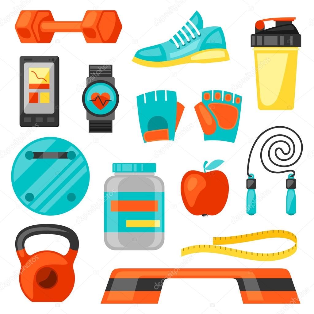 Sports And Healthy Lifestyle Fitness Icons Set Image Can Be Used On