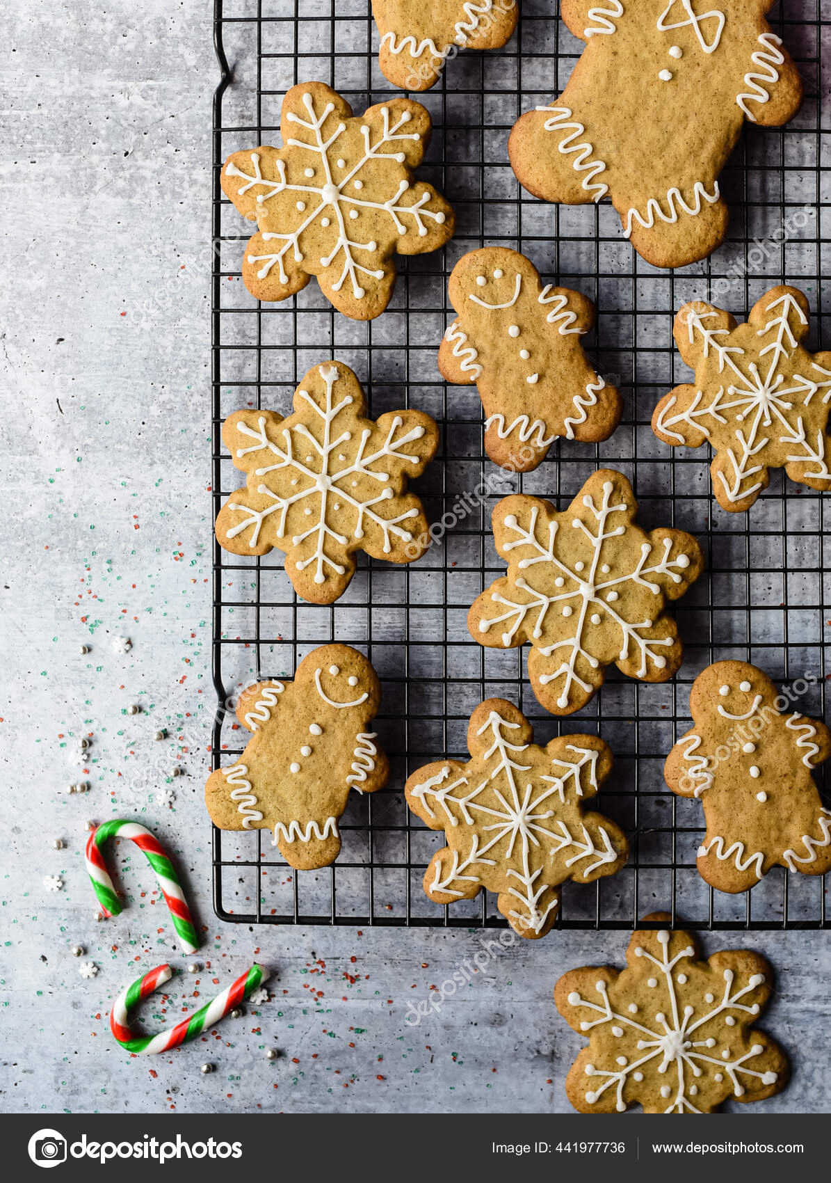 Overhead Gingerbread Cookies Wire Rack Grey Stone Counter Stock Photo ...