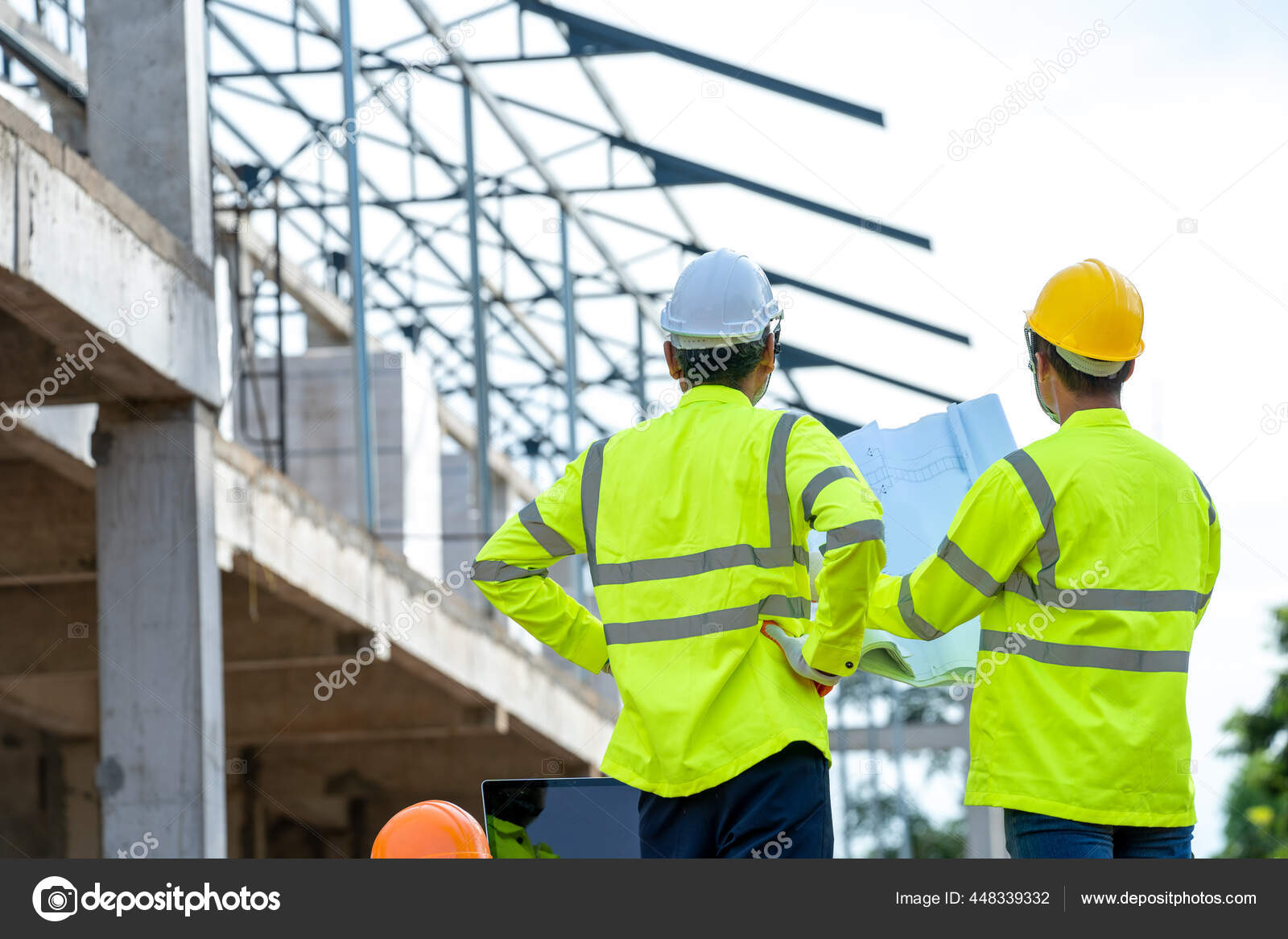 Civil Engineers Architect Inspecting Construction Site Stock Photo by ...