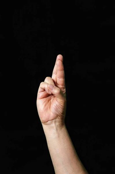 Hand Making Showing Letter International Sign Language Dark Background ...