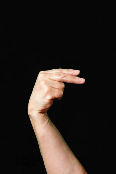Hand Making Showing Letter International Sign Language Dark Background ...