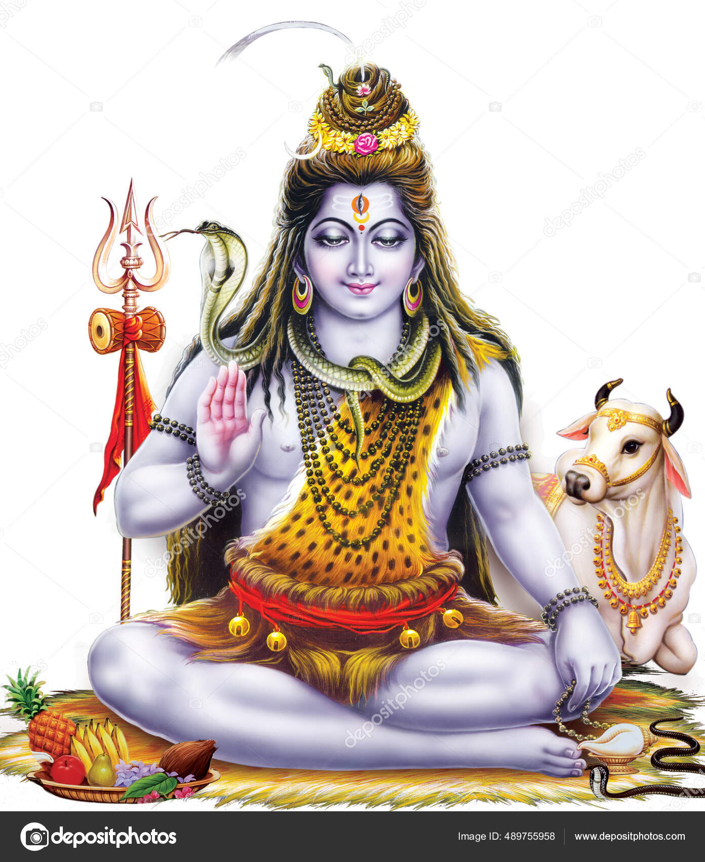 Hindu God Shiva Digital Painting Stock Illustration by Cavan 489755958