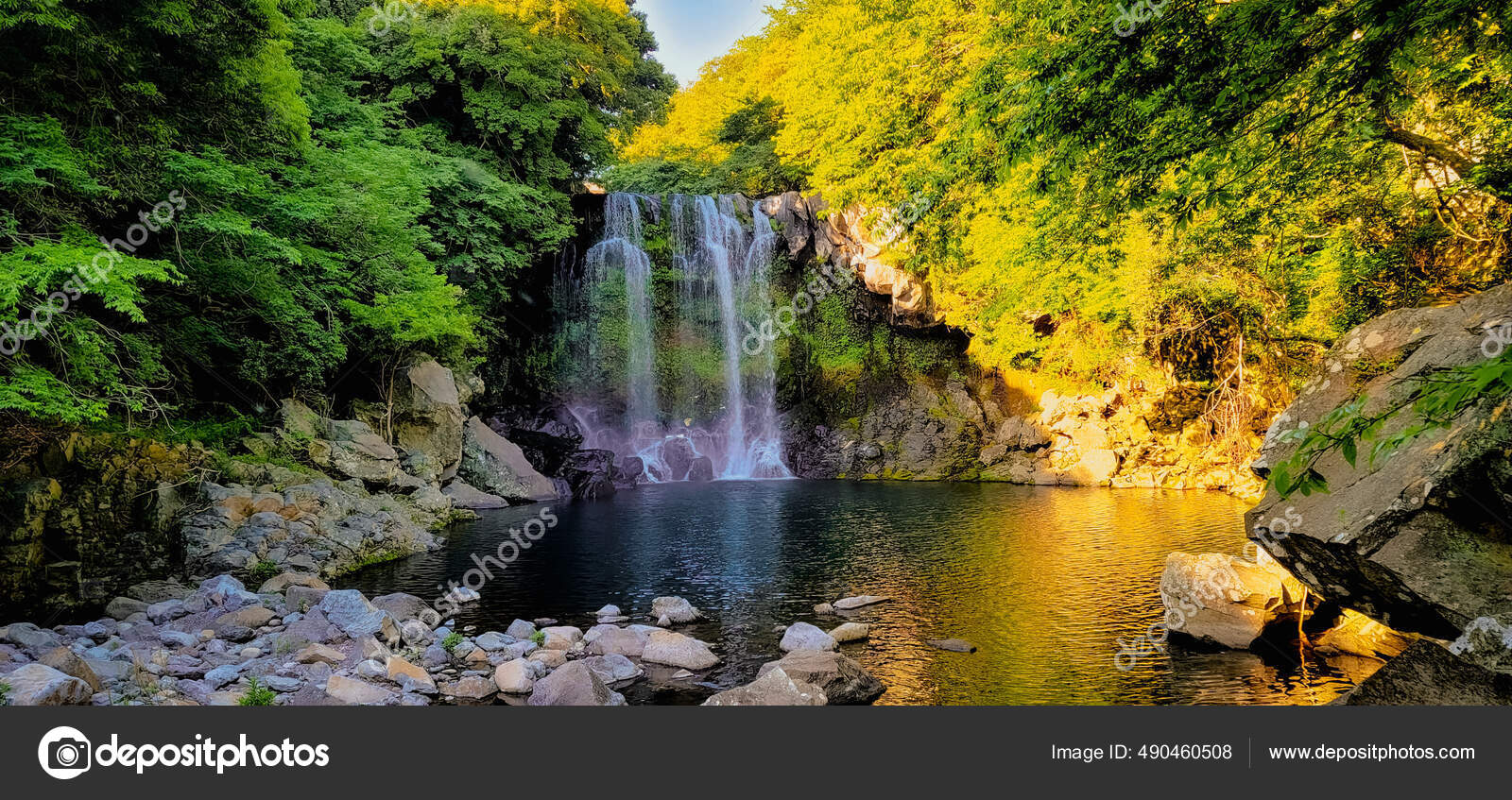 Korean Waterfall Middle Mountains Jeju Island Stock Photo by ©Cavan ...
