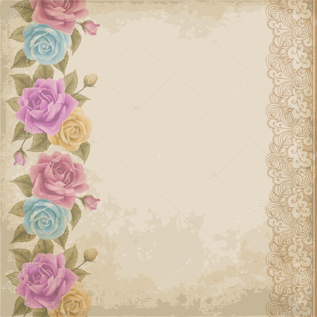 Old paper background with roses Stock Vector Image by ©NonikaStar #72607019