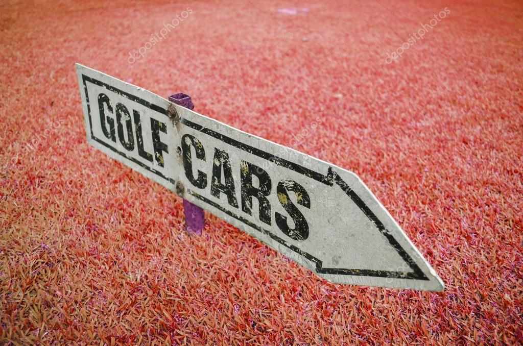 Rusty golf cart sign — Stock Photo © amfroey01 #52850675