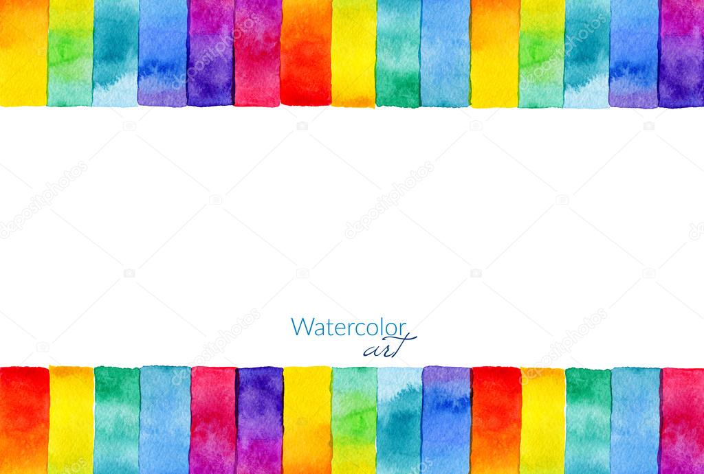Background with hand drawn rainbow watercolor rectangular elements ...