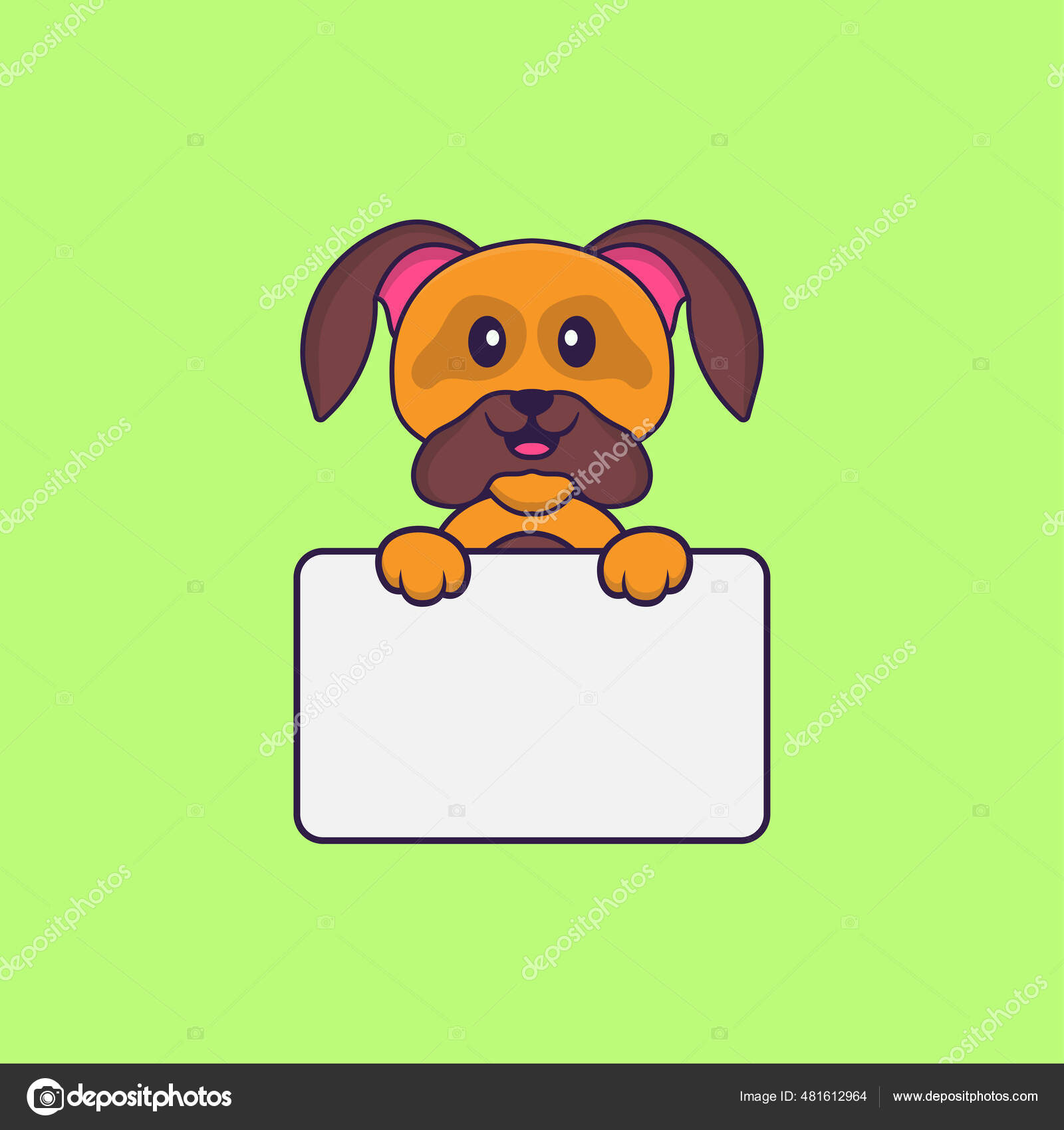 Cachorro De Dibujos Animados Leyendo Un Libro Ilustración Del Niño Y