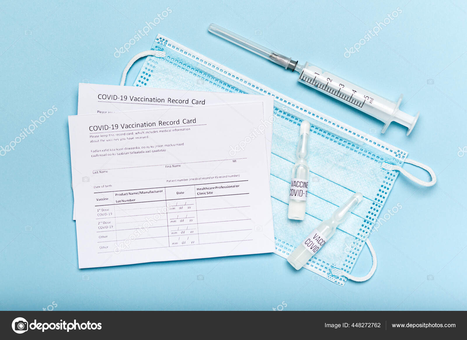 Vaccination Record Card Injection Syringe Needle Top View Vaccination ...
