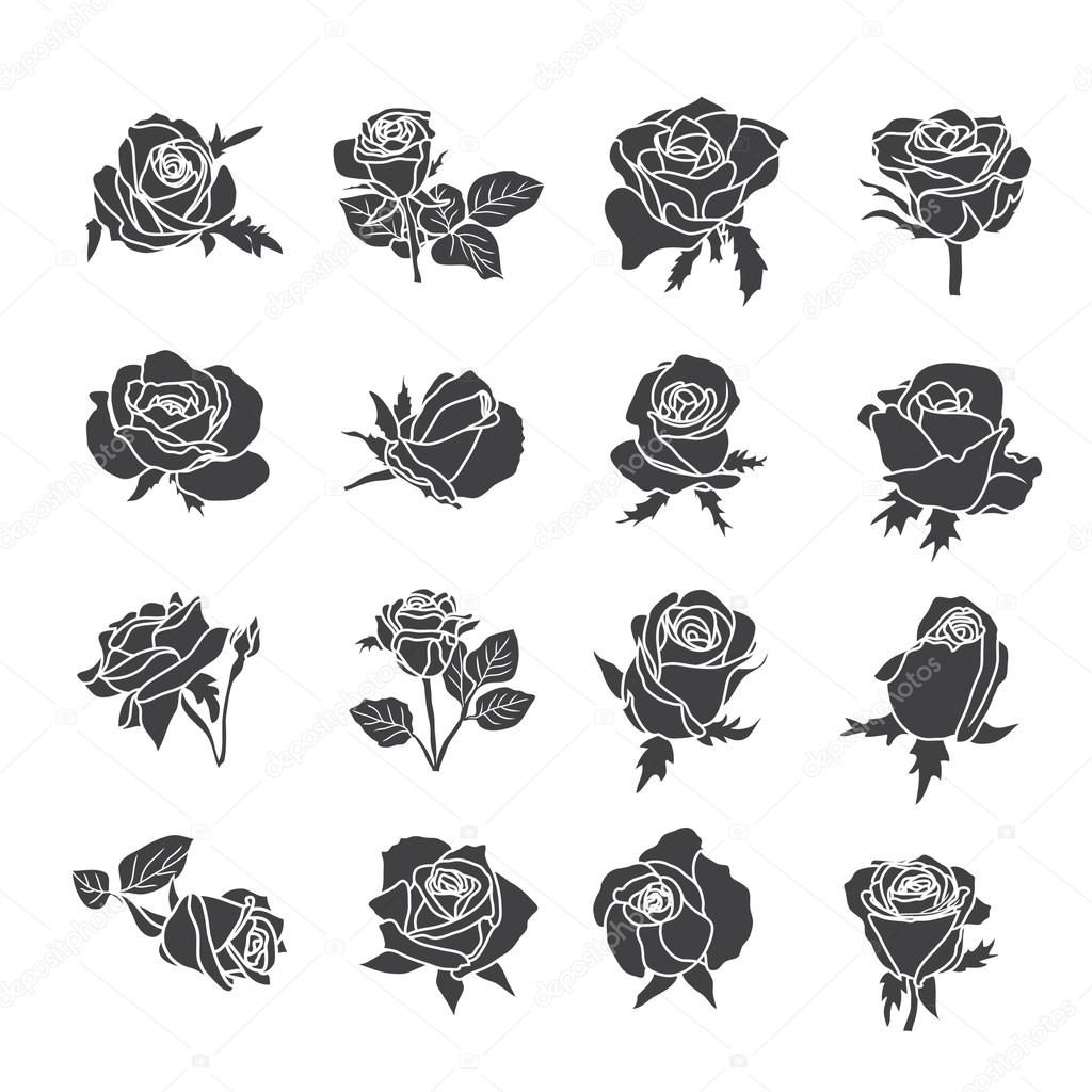 Set of rose symbols Stock Vector by ©Boykung 70622165
