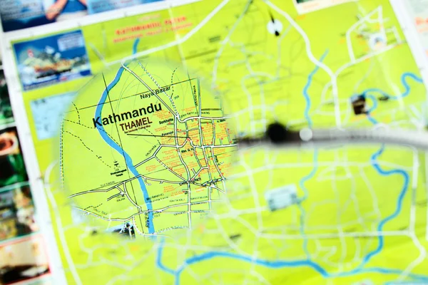 Kathmandu city map: focus on Thamel - Stock Image - Everypixel