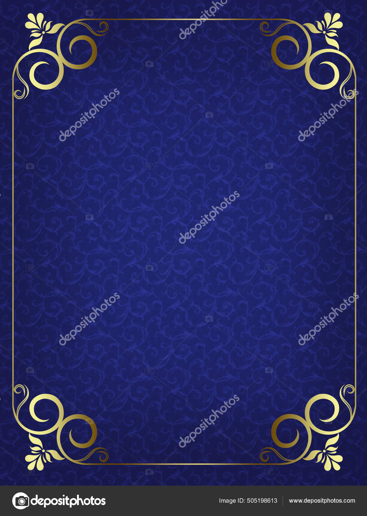 Gold Border Frame Blue Pattern Background — Stock Photo © lily45 #505198613