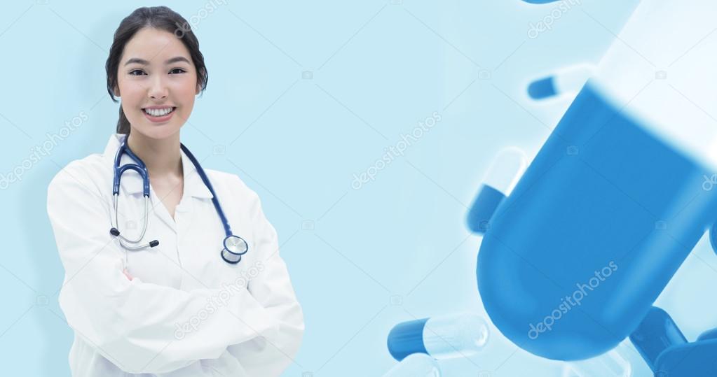 Pretty medical student smiling Stock Photo by ©Wavebreakmedia 103430640