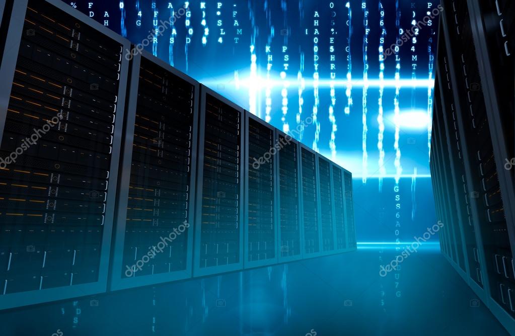 Server room on data background Stock Photo by ©Wavebreakmedia 104261788