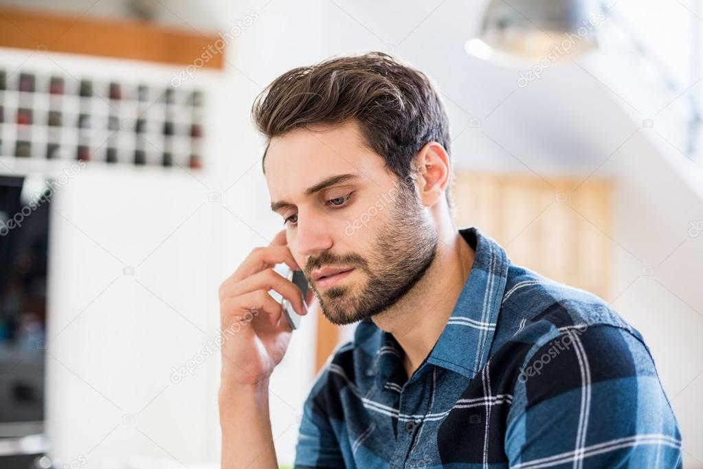 Man talking on mobile phone Stock Photo by ©Wavebreakmedia 106146534 Man talking on mobile phone Stock Photo by ©Wavebreakmedia 106146534