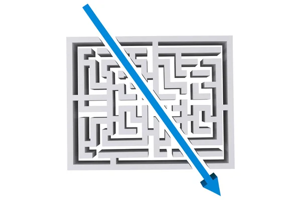 Arrow graphic cutting straight through maze Stock Photo by ...