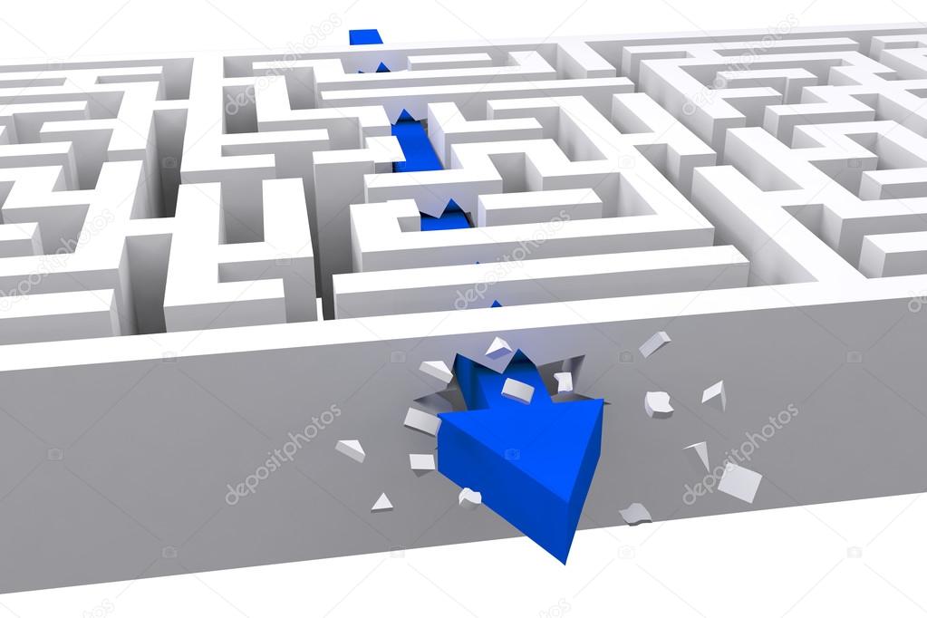 Arrow breaking through maze Stock Photo by ©Wavebreakmedia 106417330