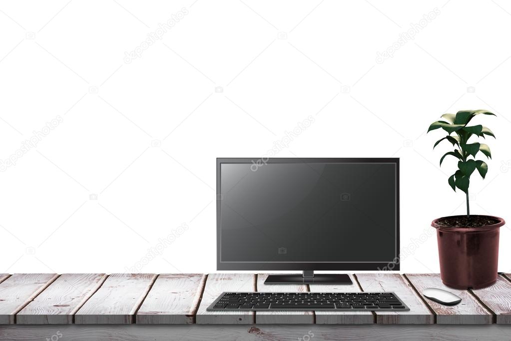 Computer standing on desk Stock Photo by ©Wavebreakmedia 106559830