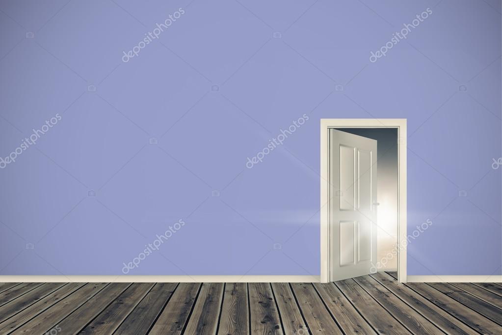 Composite image of open door on green wall — Stock Photo ...