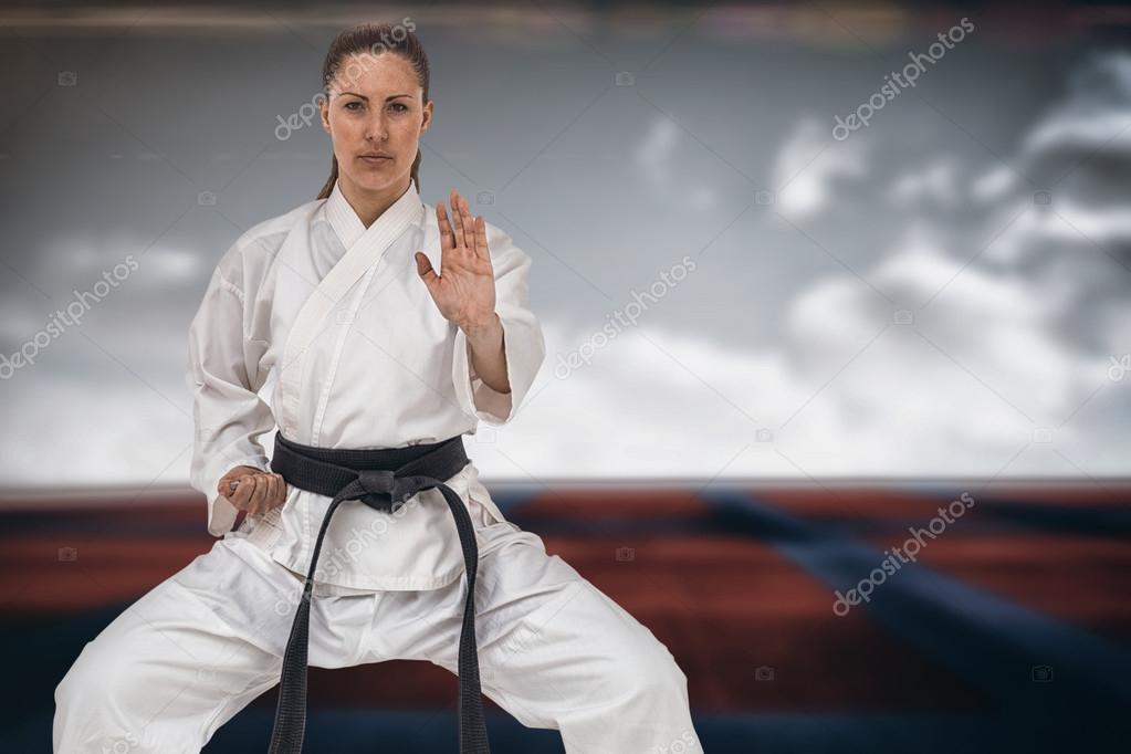 Fighter performing karate stance — Stock Photo © Wavebreakmedia #111733488