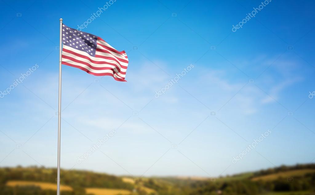 American flag waving on pole — Stock Photo © Wavebreakmedia #113678606