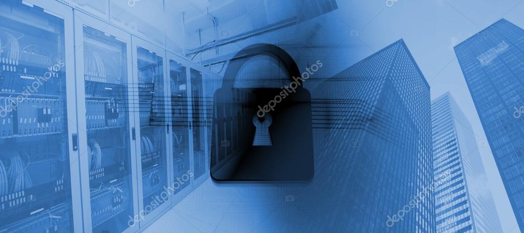 Shiny lock against data center — Stock Photo © Wavebreakmedia #115127838