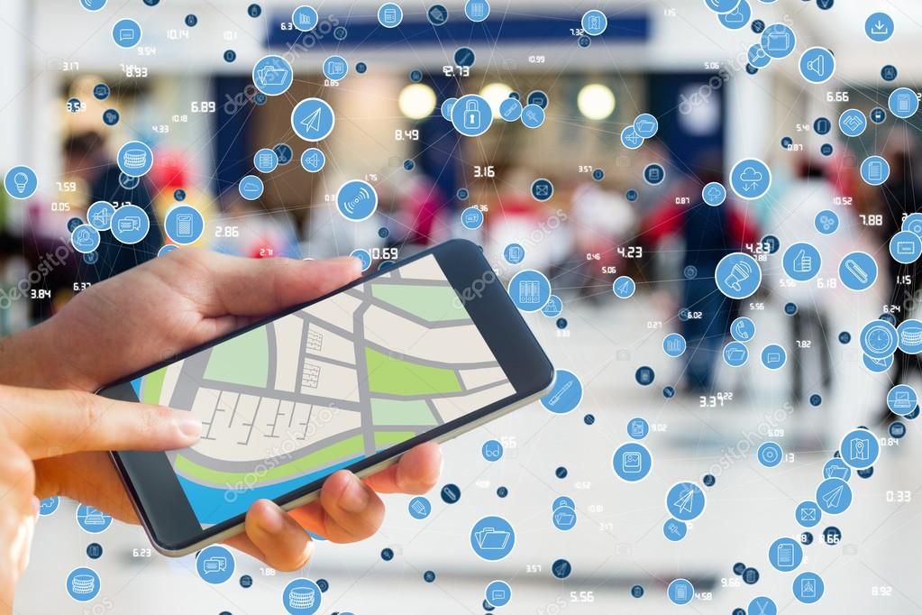 Hands using smartphones with graphics — Stock Photo © Wavebreakmedia ...