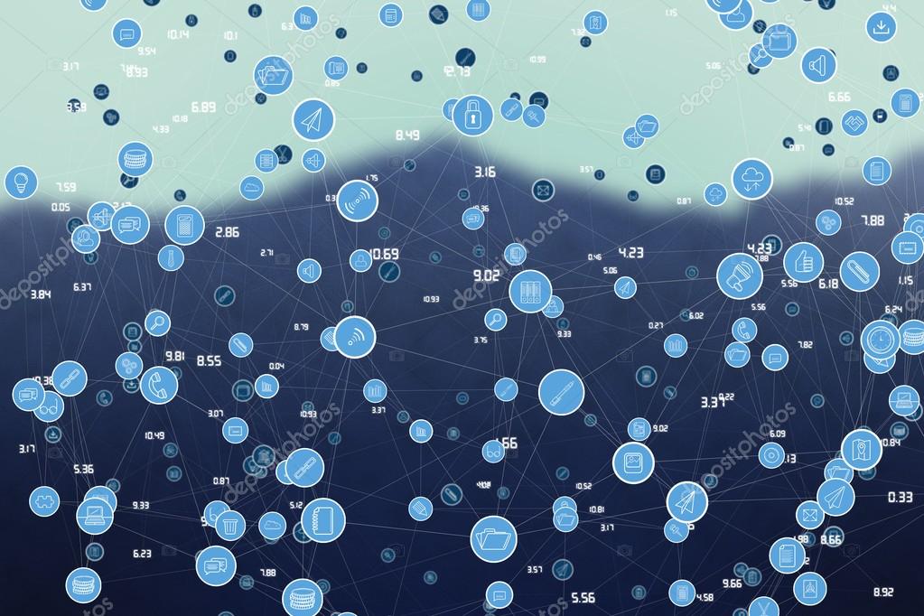 Communication graphics on blurred background — Stock Photo ...