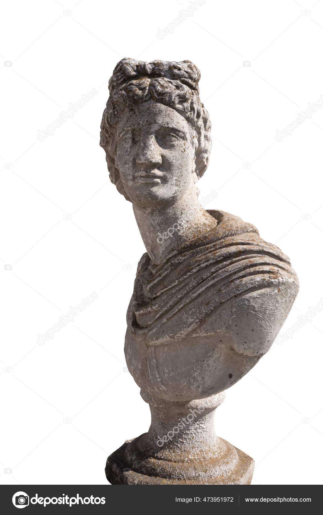 Ancient Stone Sculpture Man's Bust White Background Art Classical Style ...